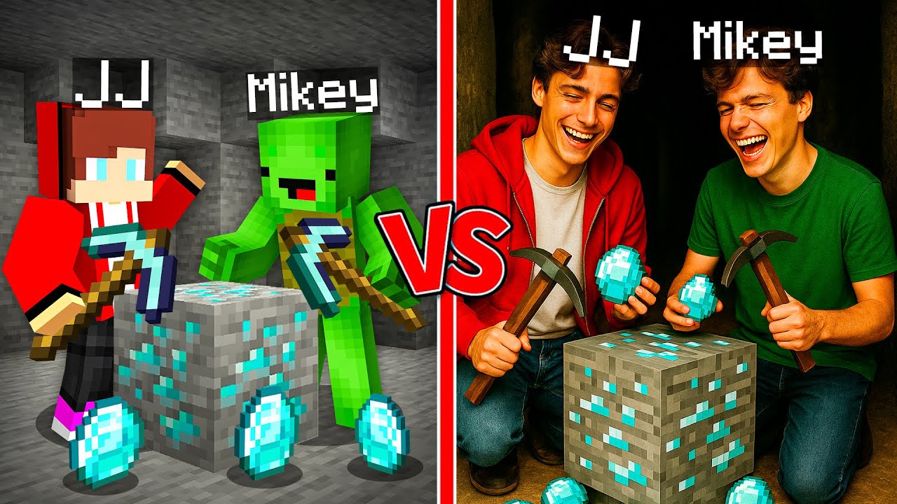 JJ vs Mikey : Diamond rush vs REAL LIFE Survive in Minecraft - Maizen ...
