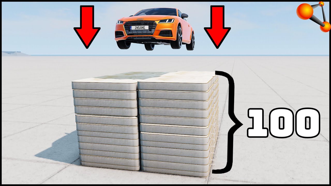 100 MATTRESS vs AUDI TT! CRASH TEST! - BeamNg Drive - YouTube