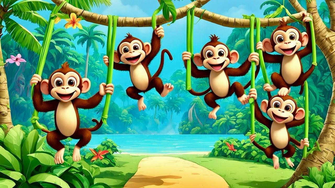 Five Little Monkeys | Fun Counting Song for Kids | Nursery Rhymes ...