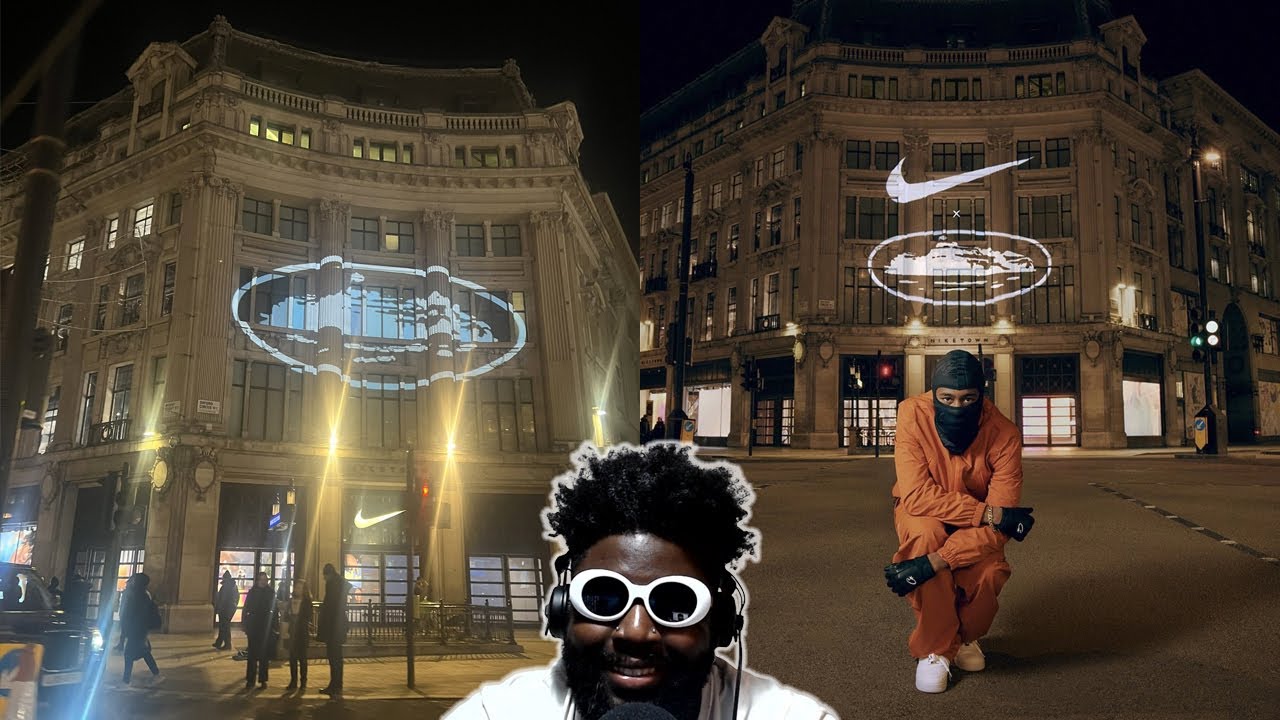 Corteiz announces Nike collaboration with HUGE projection... - YouTube