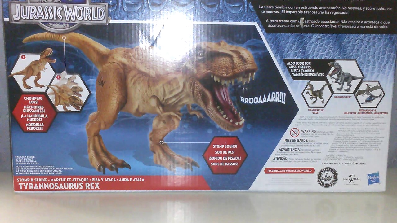 Unboxing del tiranosaurio rex stomp and strike Jurassic world hasbro ...