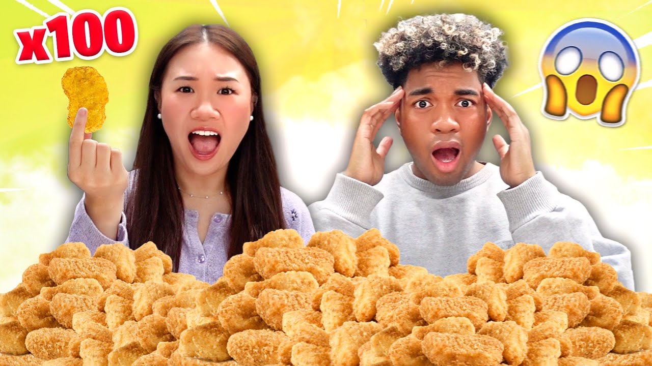 100 Chicken Nuggets In 10 Minutes Challenge!! (10,000 CALORIES) - YouTube