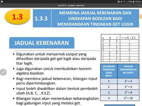 1.3.3 MEMBINA JADUAL KEBENARAN DAN UNGKAPAN BOOLEAN BAGI MENERANGKAN ...