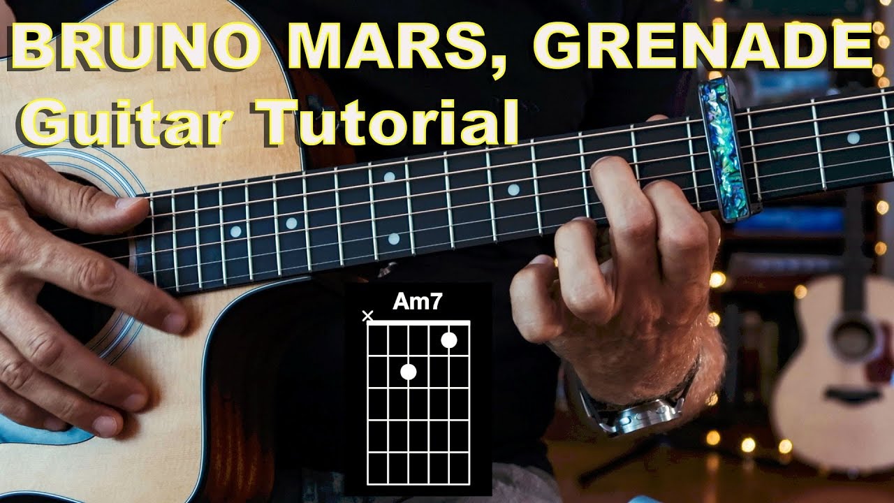 BRUNO MARS, GRENADE | Acoustic Tutorial, lesson | Finger style | how to ...