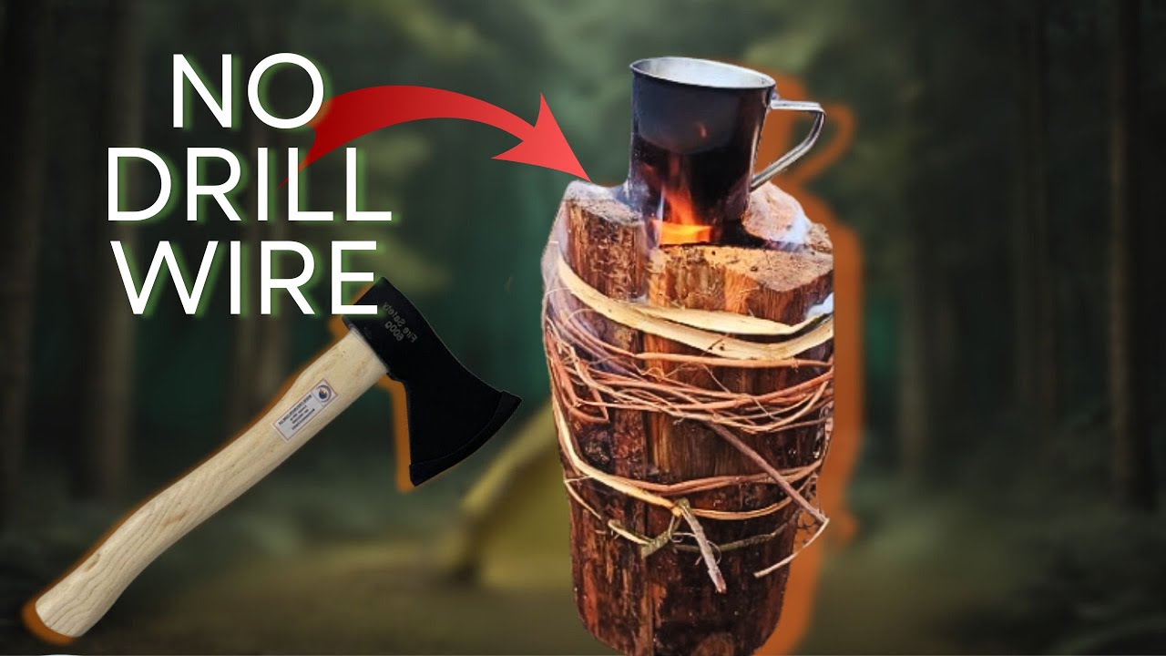 How to make a rocket stove from a stump - YouTube