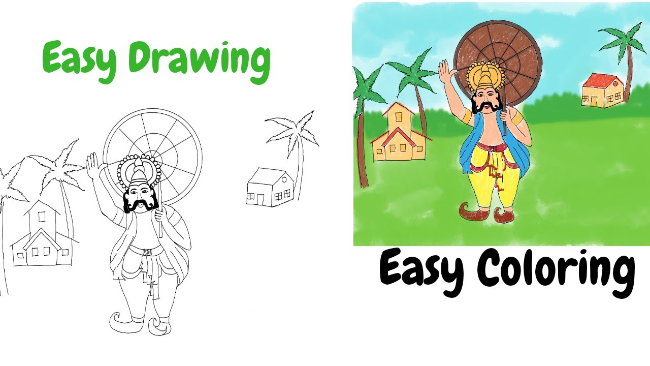 Onam festival drawing | Onam drawing step by step | How to draw Onam ...