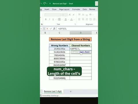 How to Remove Last One Digit in Excel - Quick Tutorial #shorts - YouTube