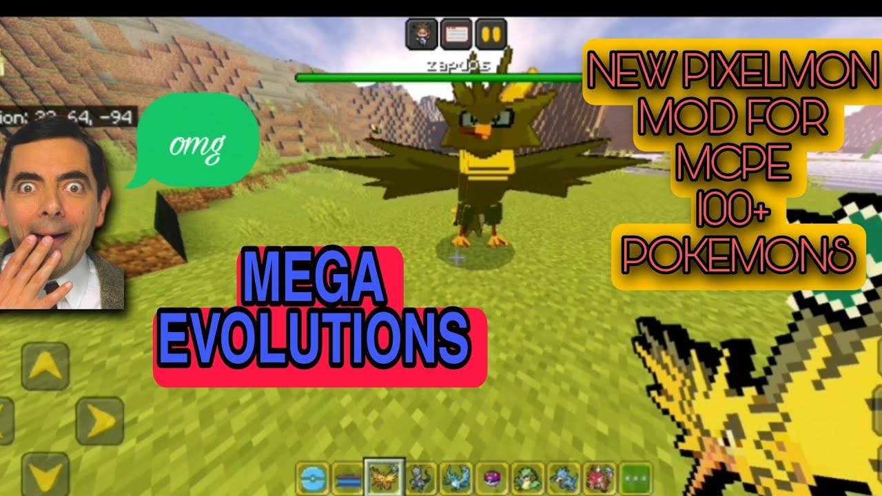 MINECRAFT REAL PIXELMON MOD FOR MCPE| WITH MEGA EVOLUTION AND COMBAT ...
