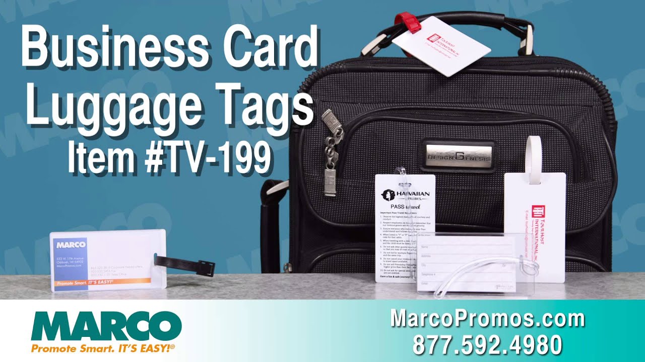 Business Card Luggage Tags - Your Logo will Travel! - MARCO - YouTube