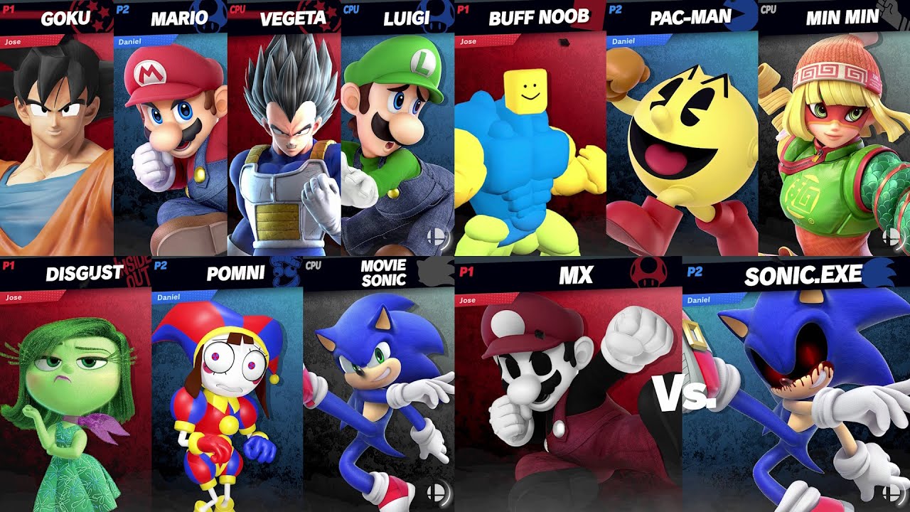 Movie Sonic vs Pomni vs Disgust | Mario and Luigi vs Goku and Vegeta ...