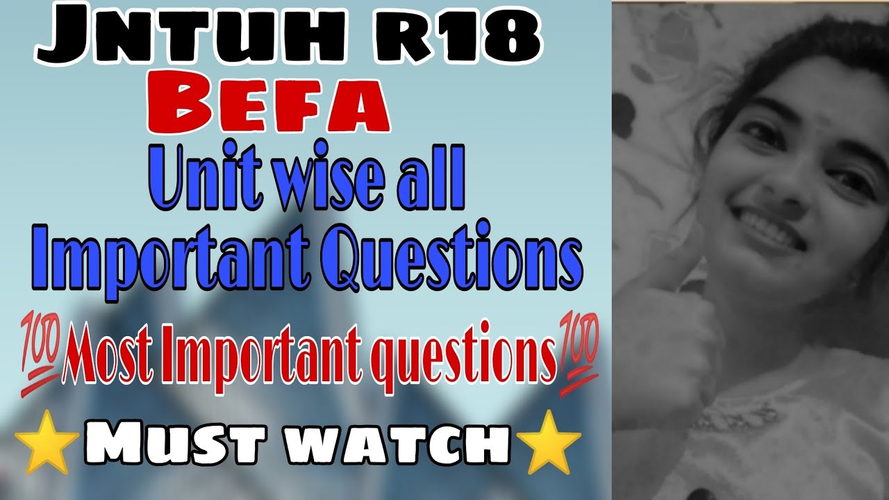 jntuh r18 befa all units important questions with answers 💯😍👍 - YouTube