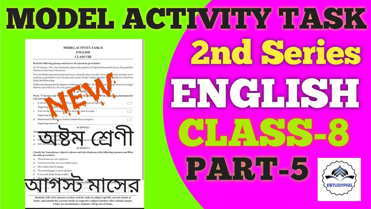 Class 8 English Model Activity Task Part 5||Model Activity Task Class 8 ...