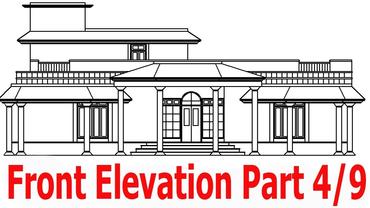 Front Elevation of ground floor plan part 4/9 Autocad - YouTube