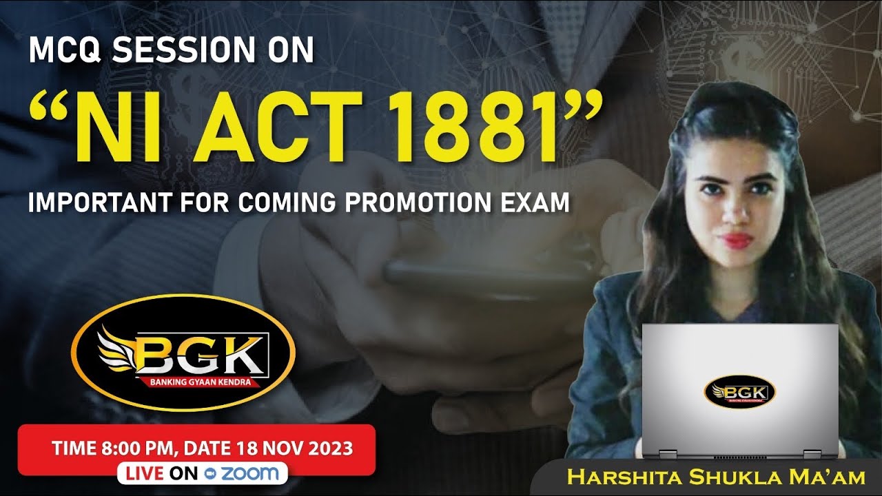 MCQ on Negotiable Instrument Act 1881 (NI Act) session dtd 18.11.2023 - YouTube
