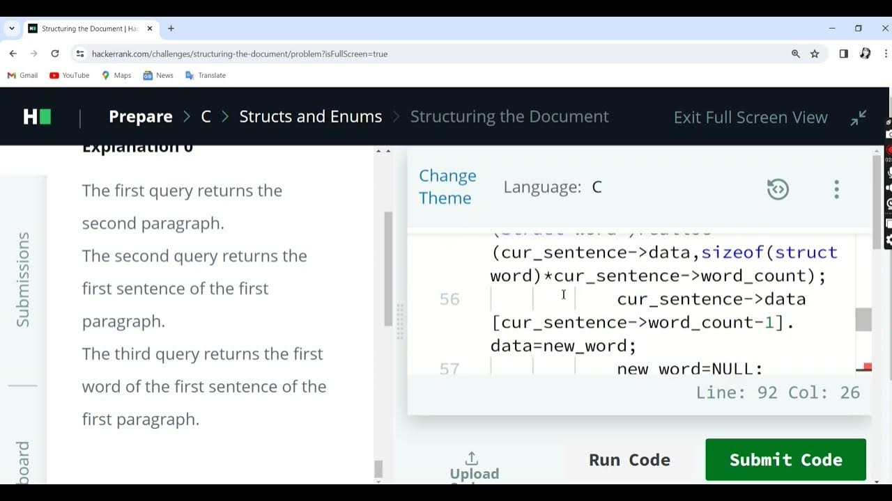 Hackerrank on c with Structuring the Document Part 5 - YouTube