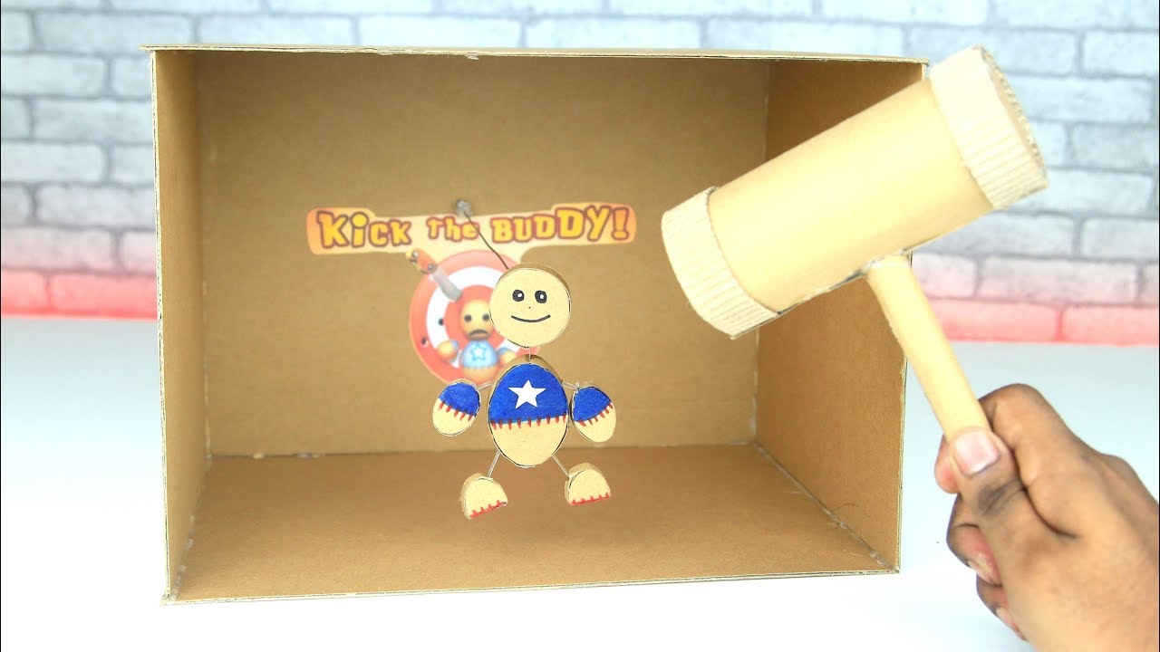 DIY KIck the Buddy Game from Cardboard - YouTube