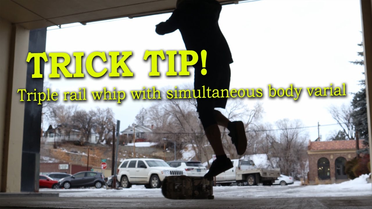 Skateboard TRICK TIP : Triple rail whip with simultaneous body varial ...