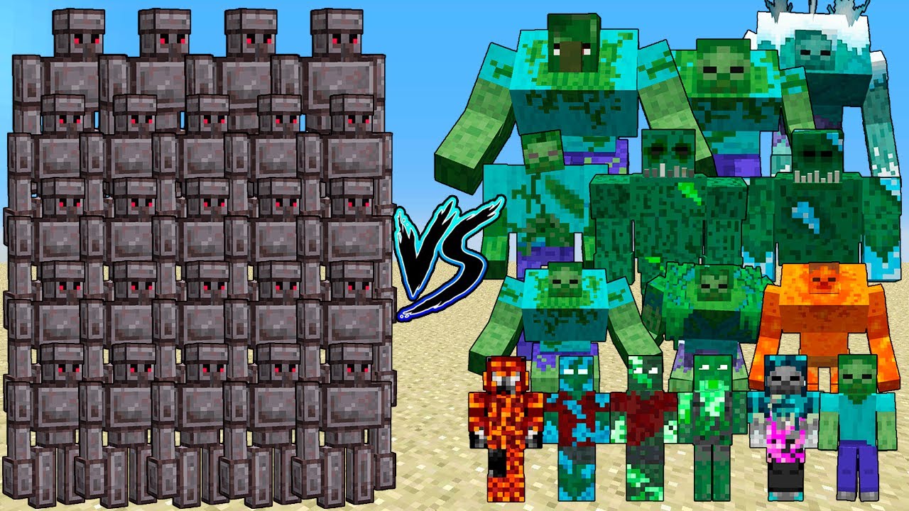 Netherite Golem Army vs All Zombie and Zombies Bosses - Minecraft Fight ...