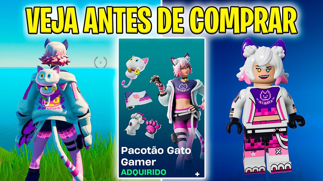 VEJA ANTES DE COMPRAR SKIN GATARINA GLITCH (PACOTÃO GATO GAMER ...