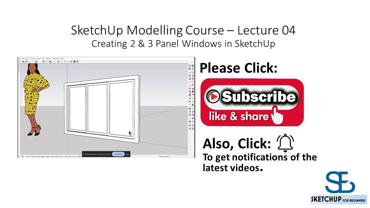 SketchUp Modelling Course – Lecture 04 Creating Windows - YouTube
