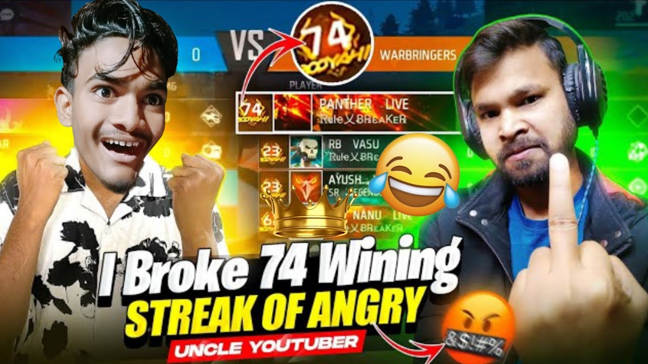 First Time Break 74 Winning Streak 😱 Angry 💢 Youtuber Vs Melinga 😡 ...