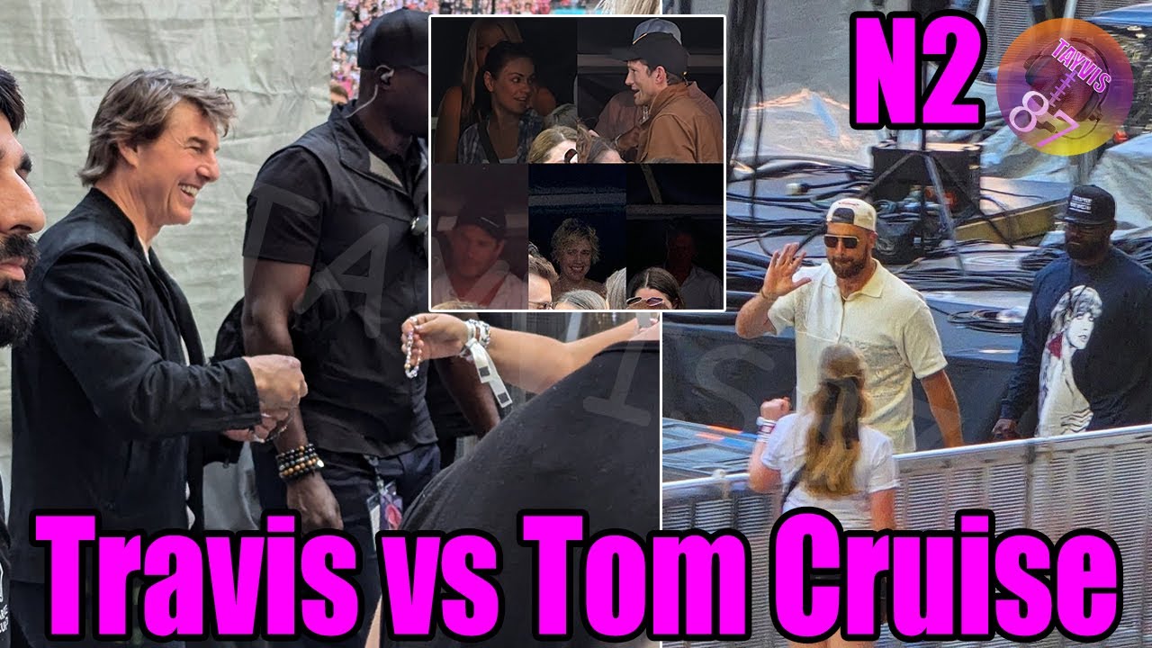 Travis Kelce GREETING Tom Cruise & Liam Hemsworth to Taylor show at ...