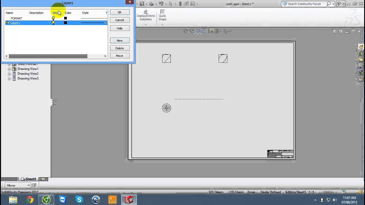 huong dan tao layer trong drawing in solidworks - YouTube