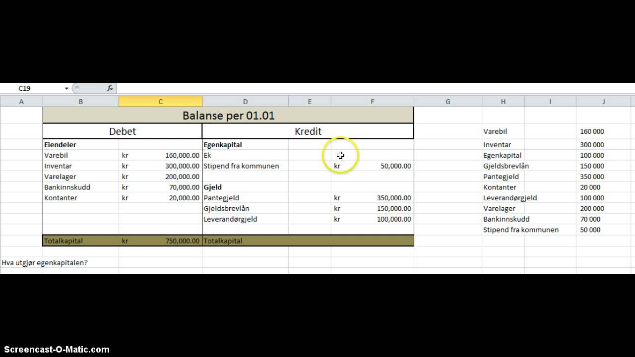 Regnskap: Føring av Balanse (Utarbeidet av Katinka og Simen) - YouTube