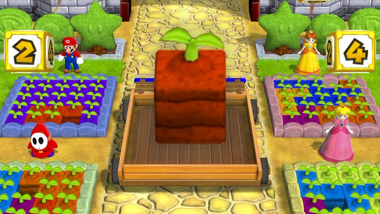 Mario Party 9 Garden Battle | Mario vs Daisy vs Shy guy vs Peach - YouTube