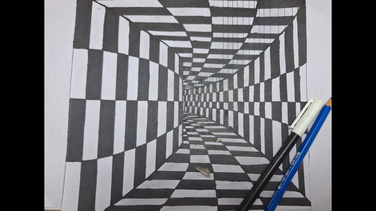 How To Draw 3d Tunnel Easy Trick Art 3d Art Youtube
