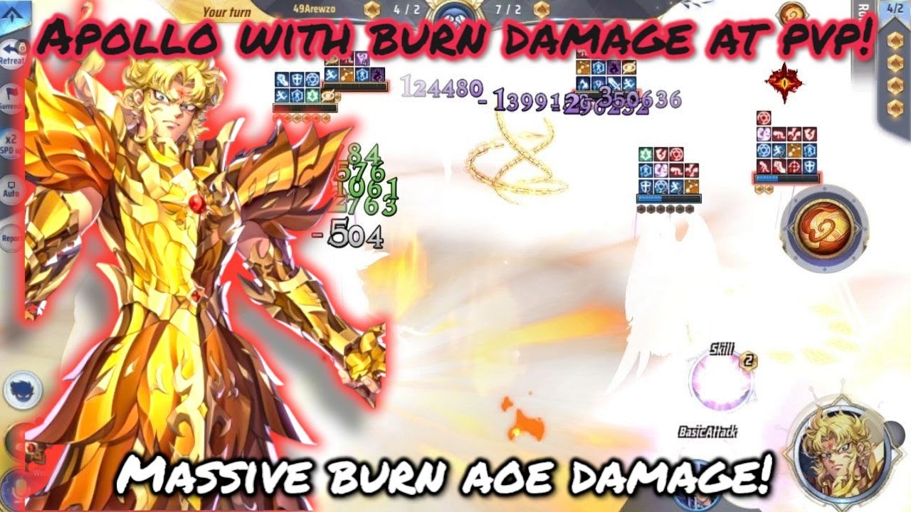 Saint Seiya: Awakening (KOTZ) - Apollo with Burn Lineup at PvP! Burst ...