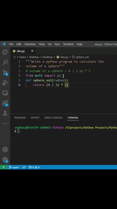 Python Tutorial: How to Calculate the Volume of a Sphere in Python - YouTube