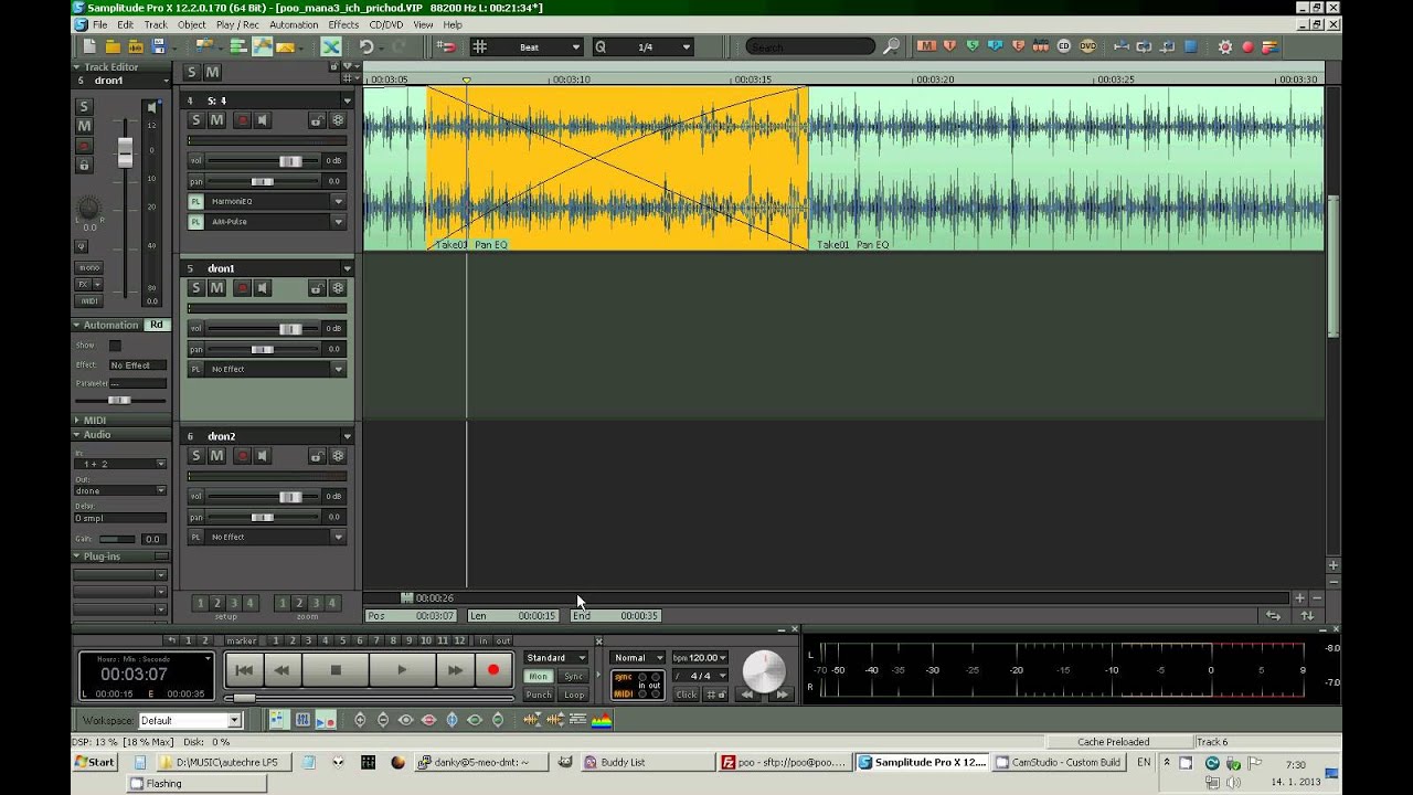 Samplitude crossfade waveform display bug - YouTube