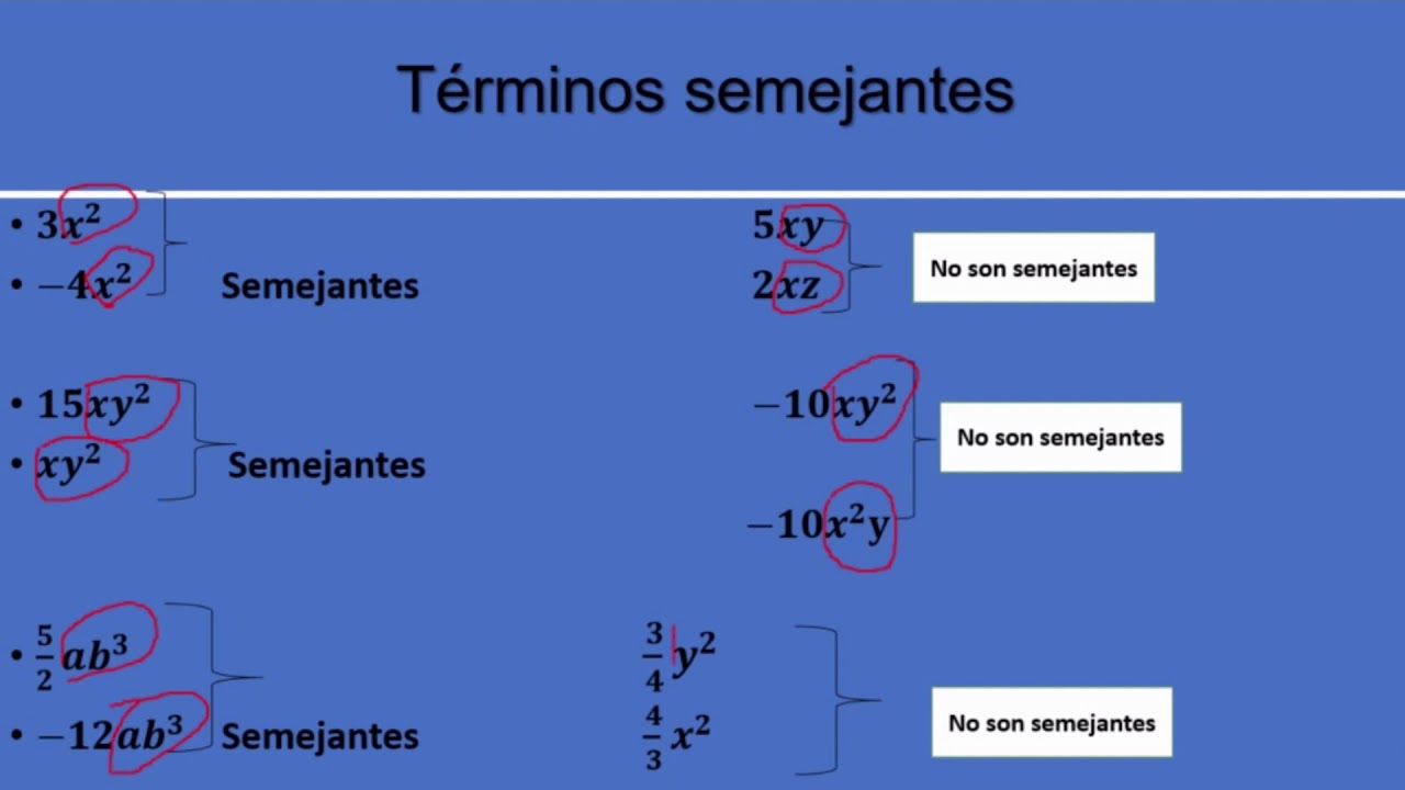 Términos semejantes, homogéneos y heterogéneos - YouTube