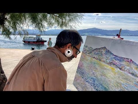 Pillamos a Domingo Lastra pintando en la bahía - YouTube