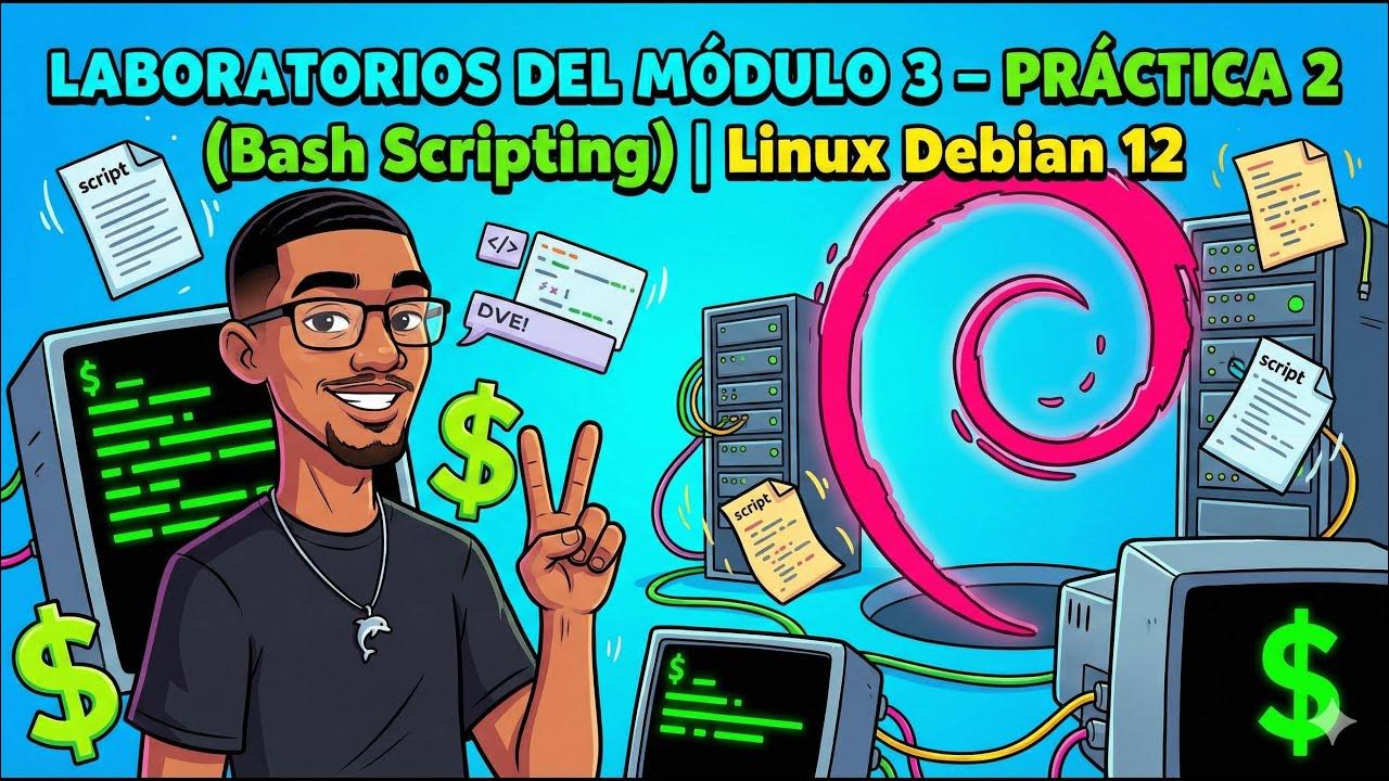 LABORATORIOS DEL MODULO 3 PRACTICA 2 (BASH SCRIPTING)| LINUX DEBIAN 12 - YouTube