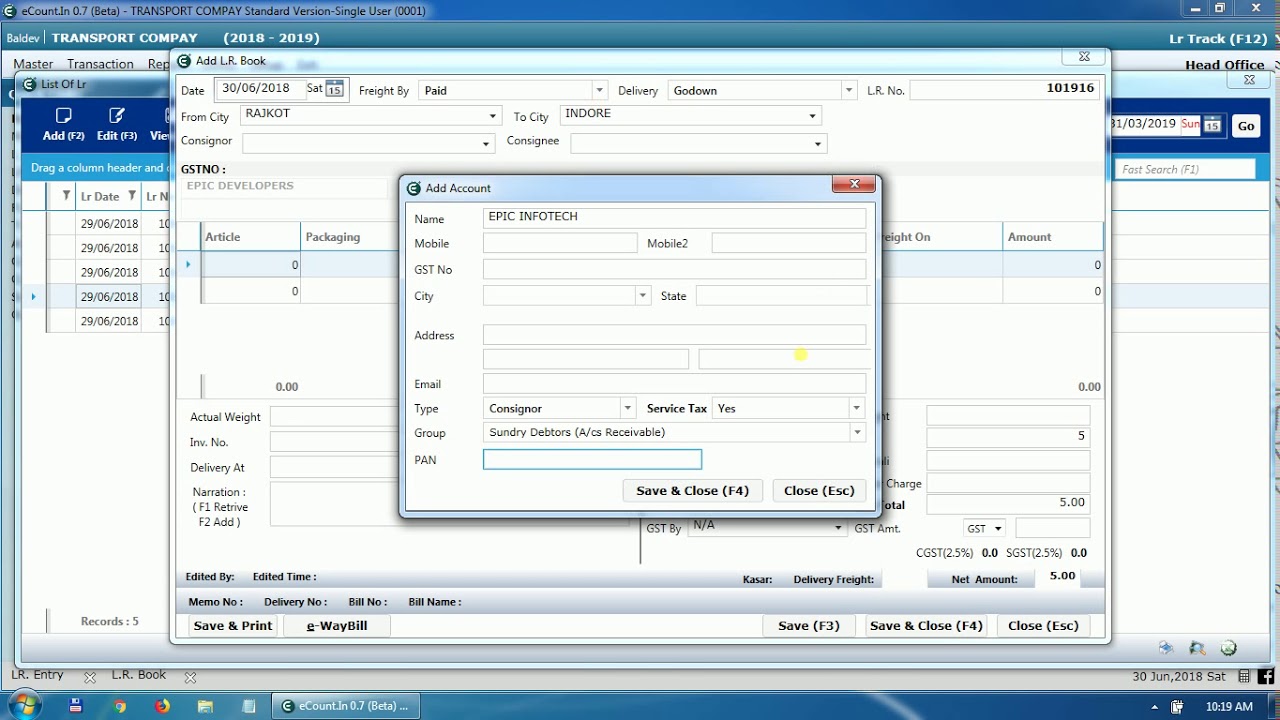 Online Transport Software with GST and E-WayBill Enabled- LR-GR Entry ...