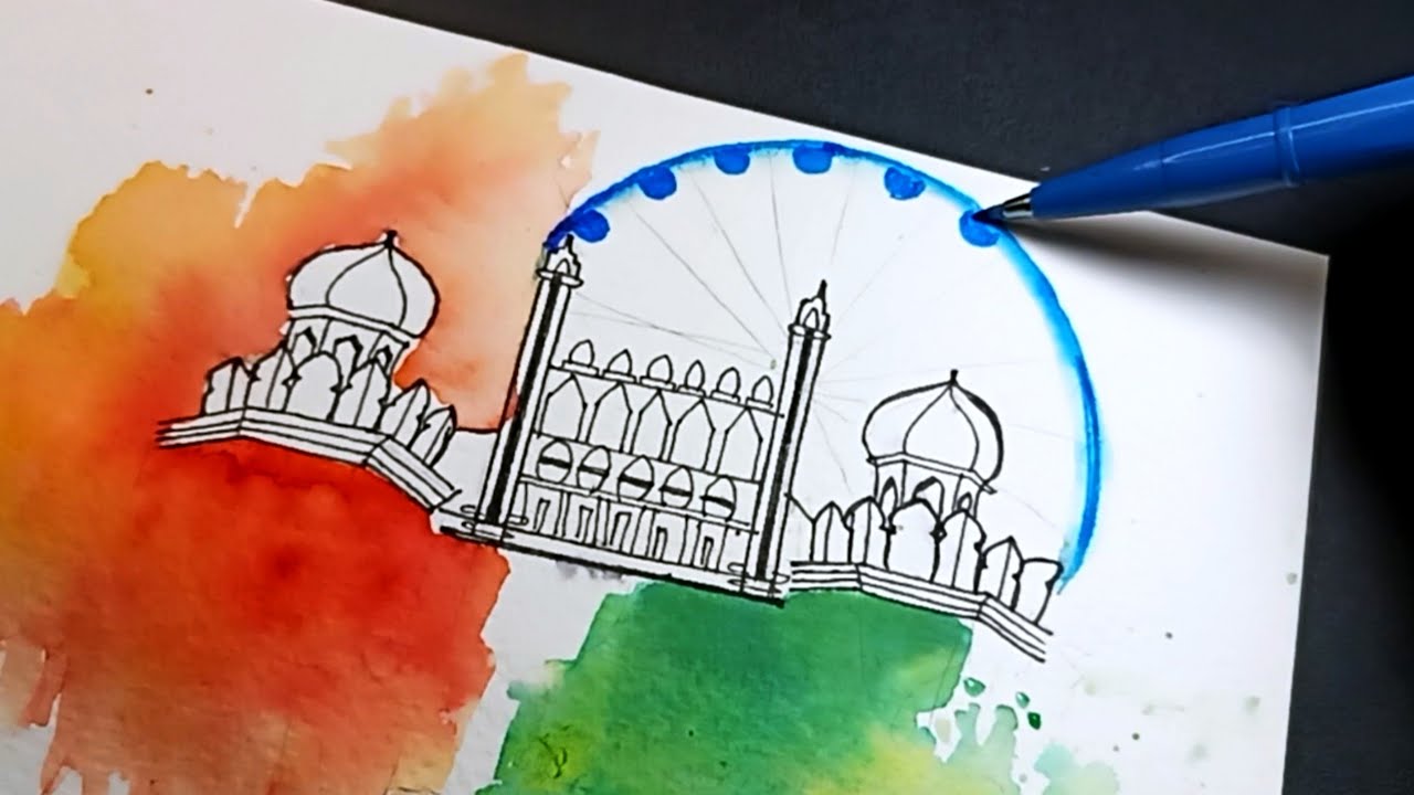 Republic day drawing.watercolor abstract.Republic day poster easy ...