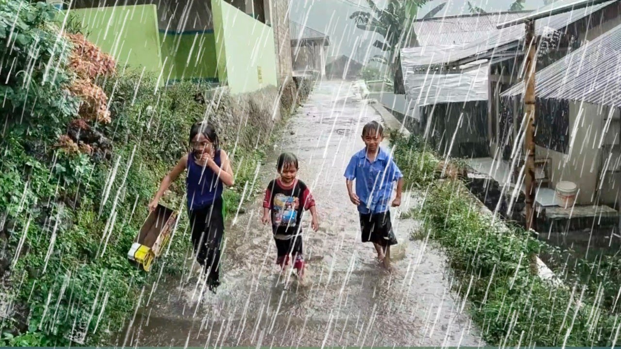 1 Hour non-stop‼️ Heavy Rain in rural Java, Indonesia | walking in heavy rain - YouTube