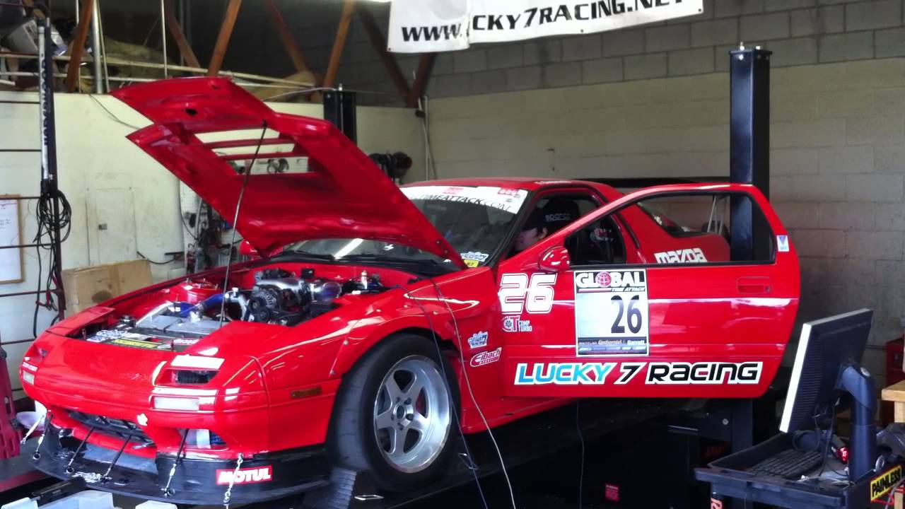 Lucky 7 Racing #26 RX7 racecar on the dyno - YouTube
