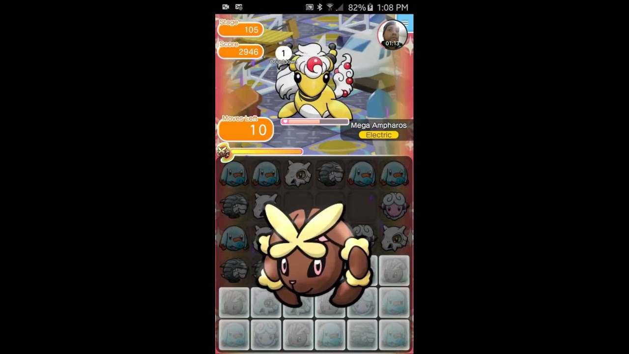 Pokémon Shuffle Mobile Stage 105 Mega Ampharos - YouTube