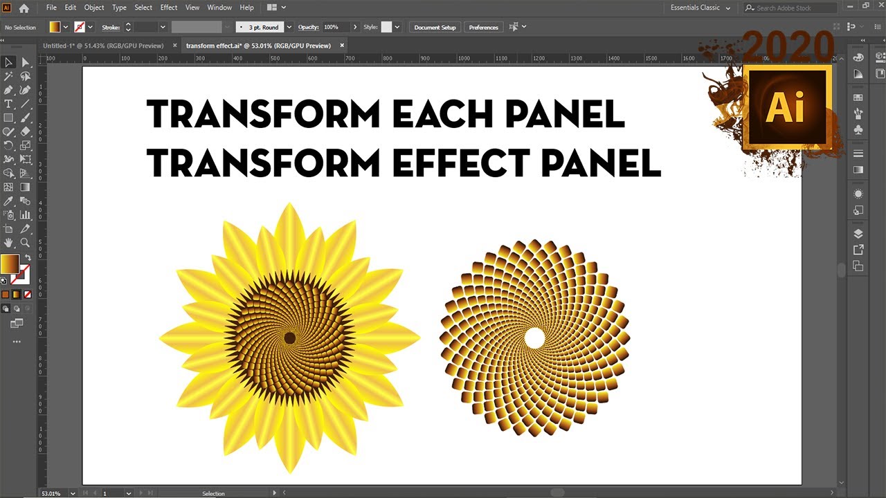Adobe illustrator class 64 Object menu transform each panel, Effect menu transform panel Urdu ...