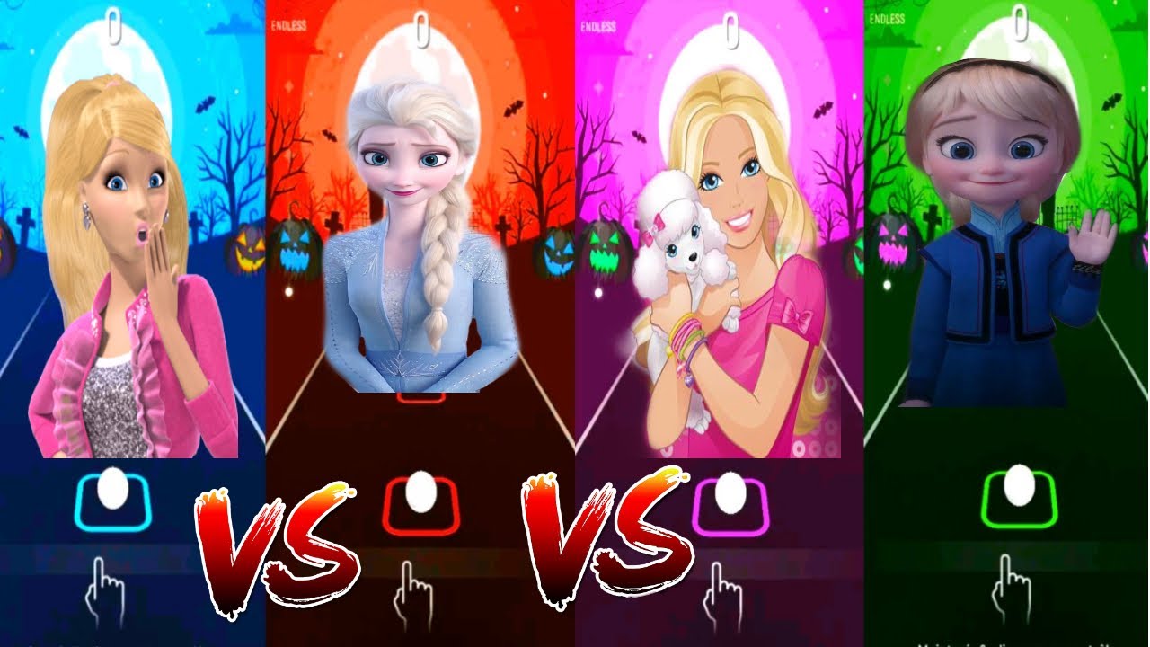 Barbie exe 🆚 Elsa Frozen exe | Who is best?🎯 in Tiles Hop EDM Rush🎶 ...