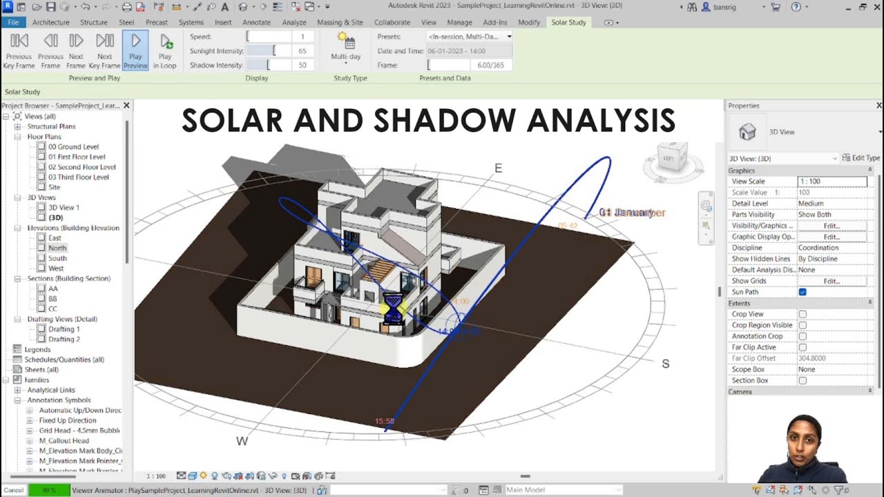 EP72 | Revit Beginner Program | Solar and Shadow Analysis | Bansri ...