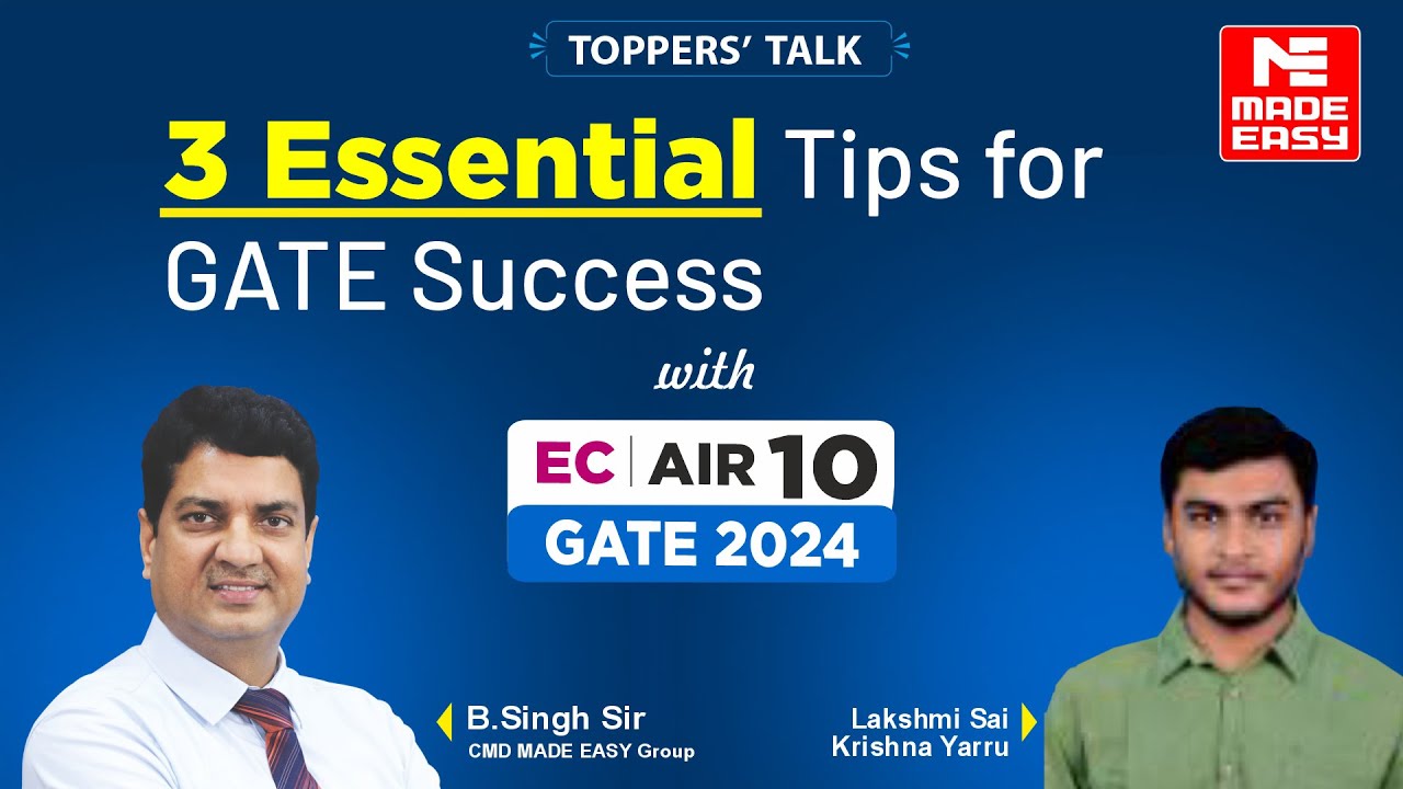 GATE 2024 Topper | EC | AIR 10 | Lakshmi Sai Krishna Yarru | Toppers ...