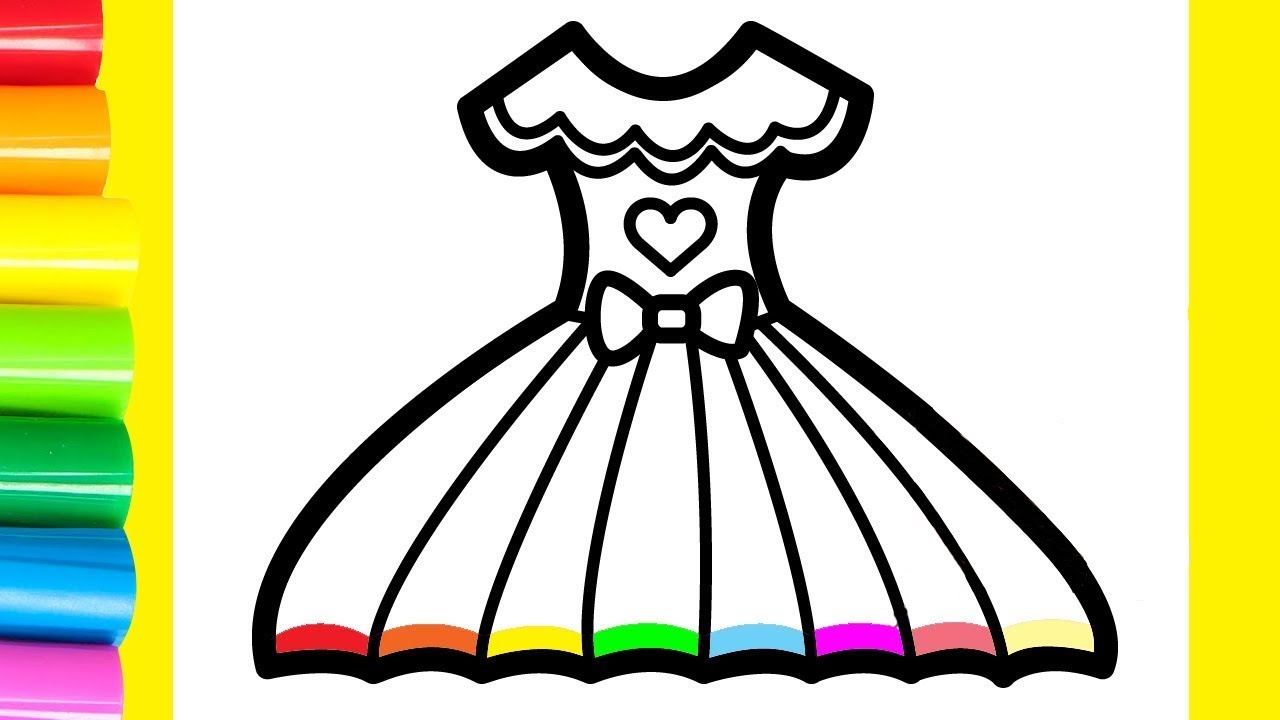 How to Draw a Dress Drawing and Painting for Kids | How to Draw a Dress ...