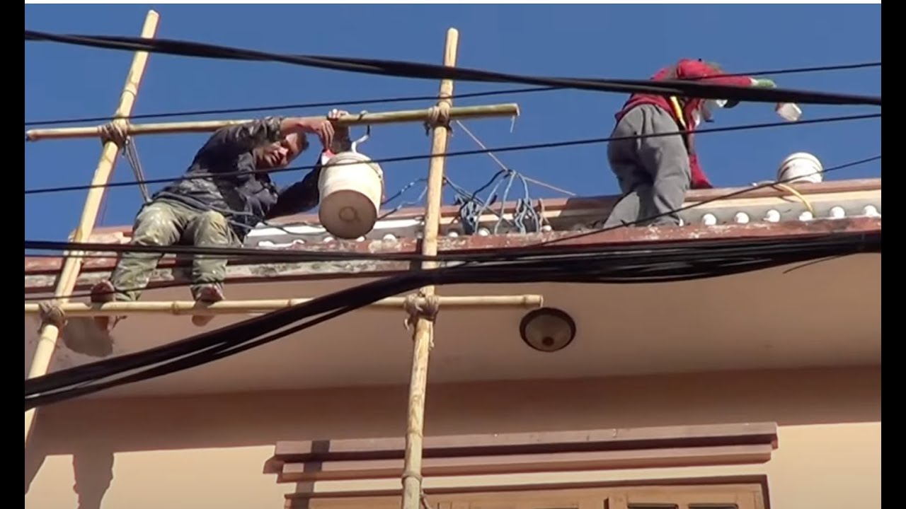 work Safety at hieghts during house clouting @dhanbist5935 - YouTube