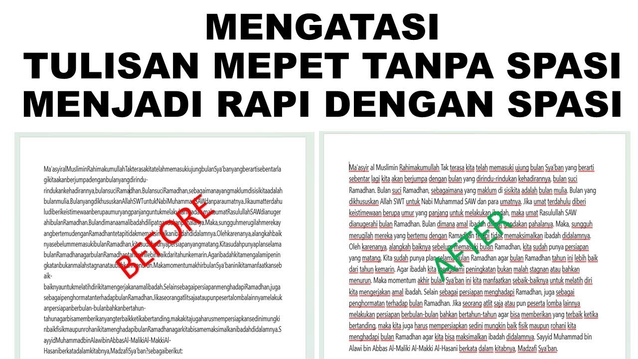 Mengatasi Tulisan Mepet Tidak ada Spasi di Word - YouTube