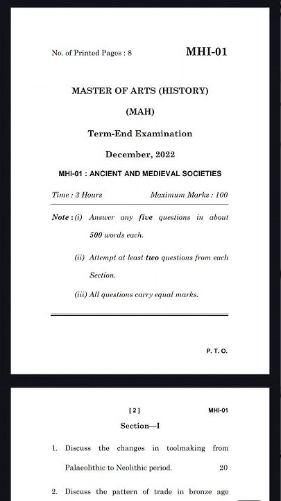 MHI-01 : ANCIENT AND MEDIEVAL SOCIETIES #ignou ignou exam form december 2023 - YouTube