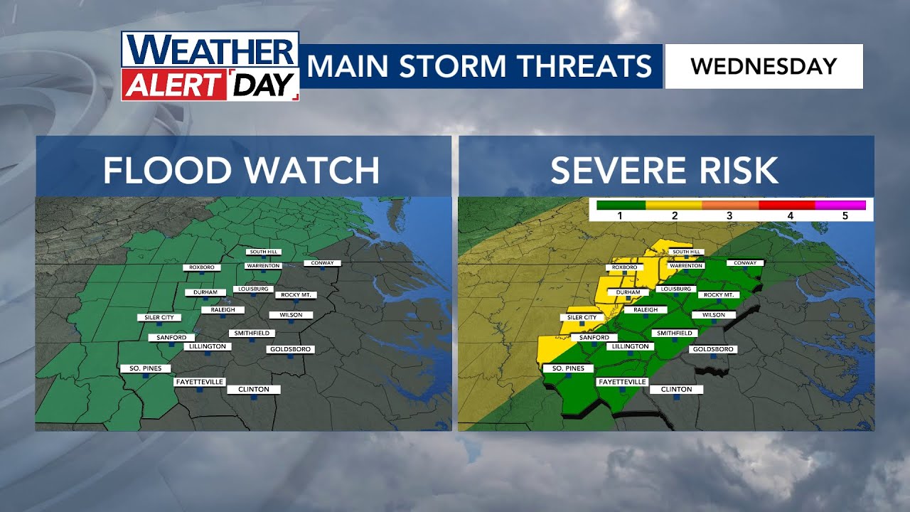WRAL Weather Alert Day: Flood watch, localized wind damage threat from ...